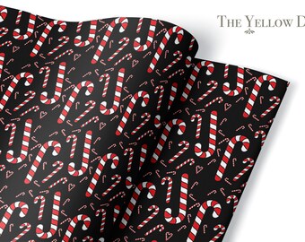 Wrapping Paper: Red Candy Canes gift Wrap, Birthday, Holiday, Christmas ...