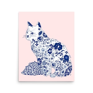 Delft Cat Art Print - Etsy