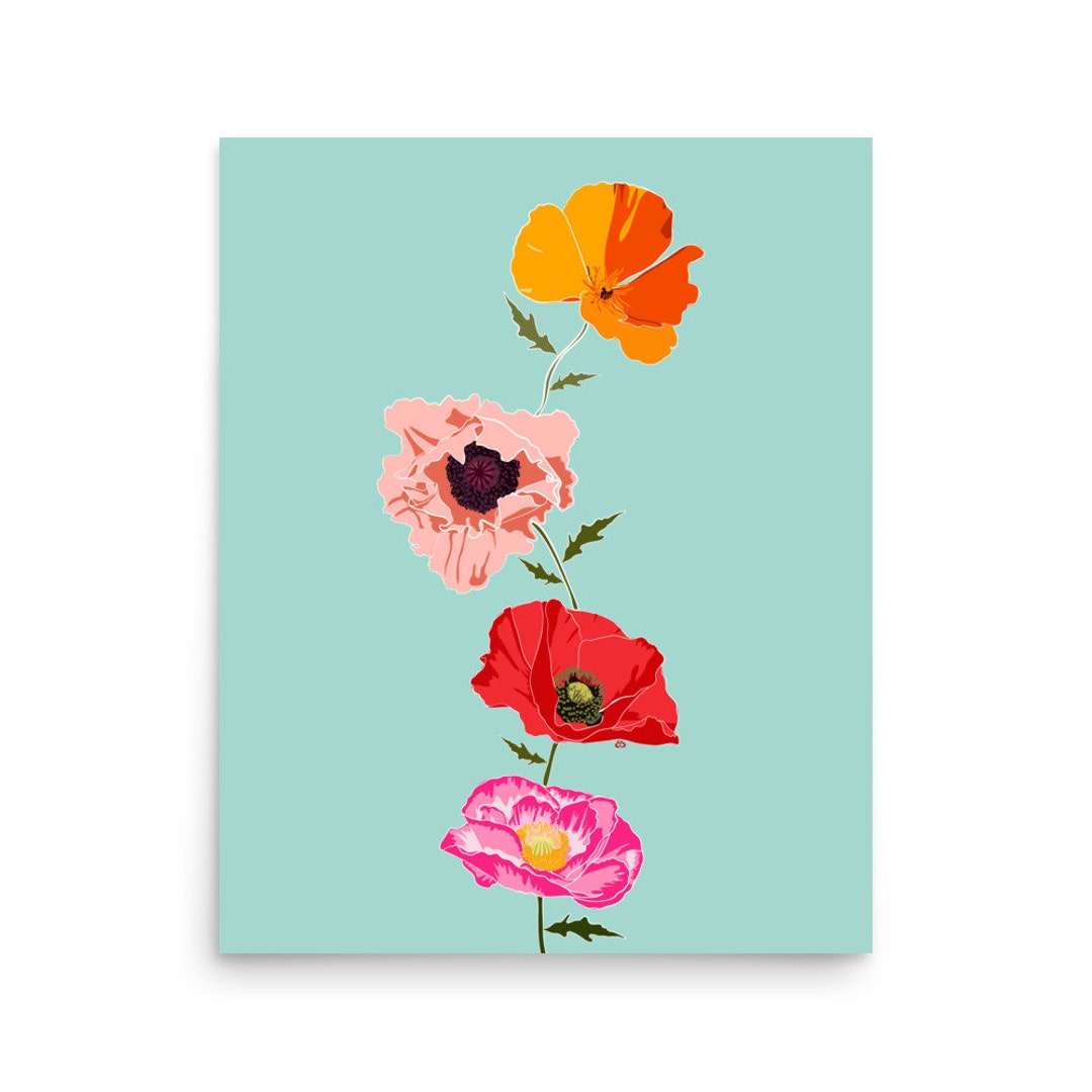 Poppy Flower Stack Art Print - Etsy