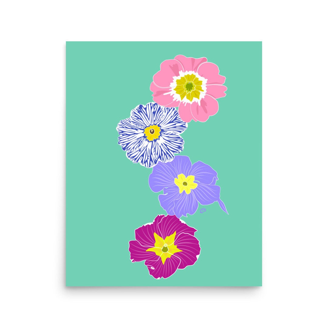 Primrose Flower Stack Art Print - Etsy