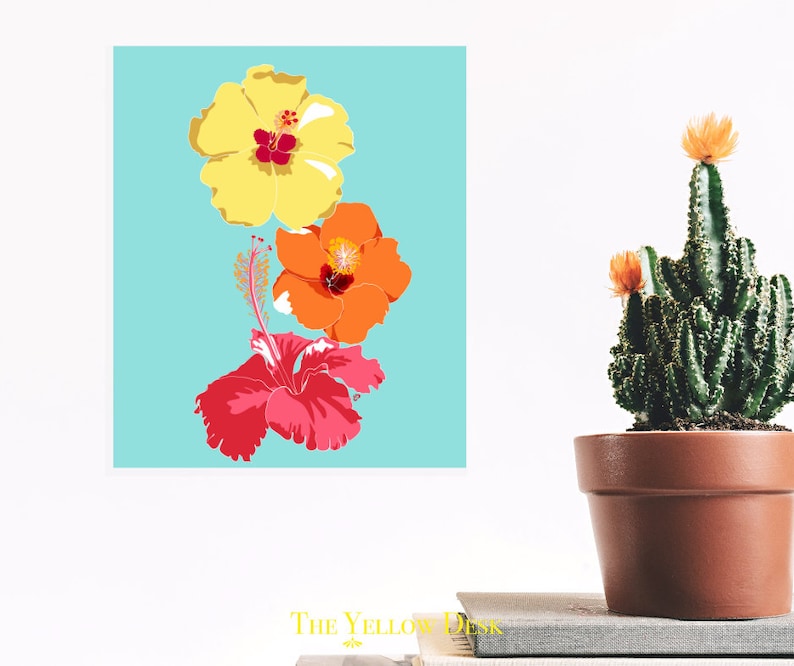 Hibiscus Flower Stack Art Print - Etsy