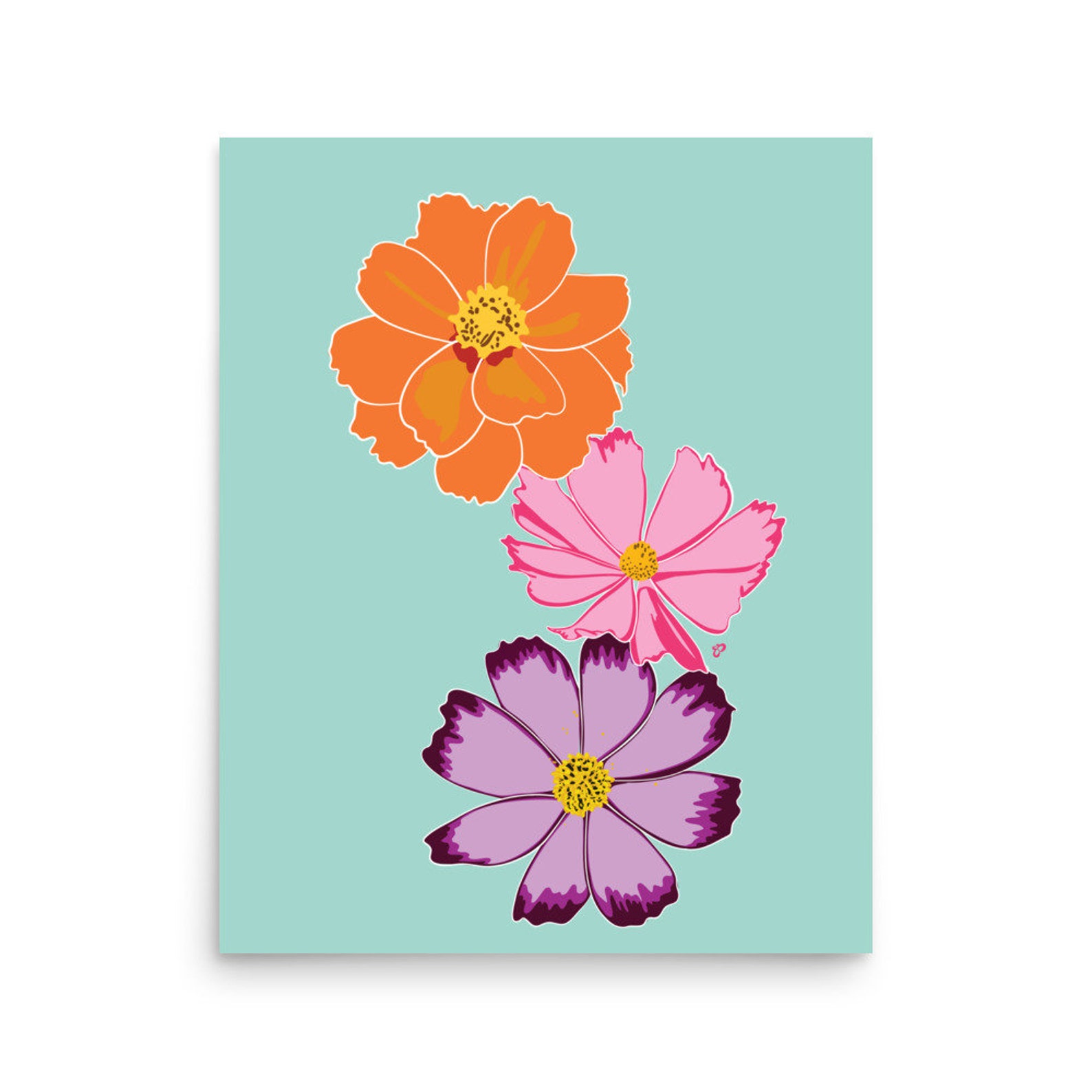Cosmos Flower Stack Art Print - Etsy