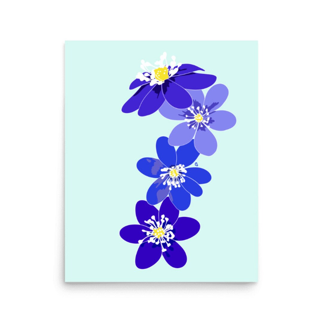 Hepatica Flower Stack Art Print - Etsy
