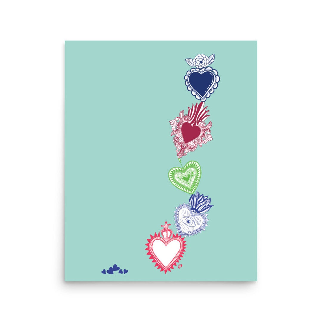 Milagros Heart Stack Art Print - Etsy