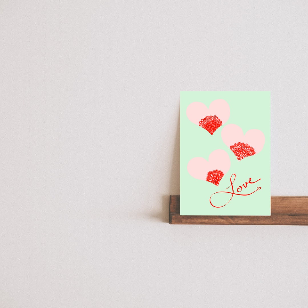 Love Hearts Postcards – Set of 5 - Etsy