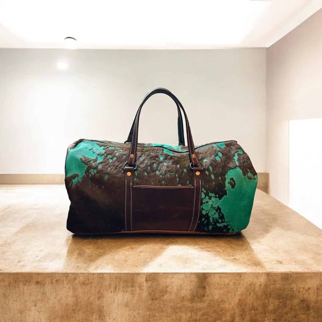 Cowhide Leather Weekender Bag: Hair-on Travel Duffel - Etsy
