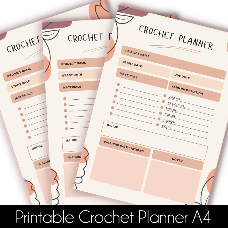 Printable Crochet Planner PDF Printable Crochet Project Journal Digital ...