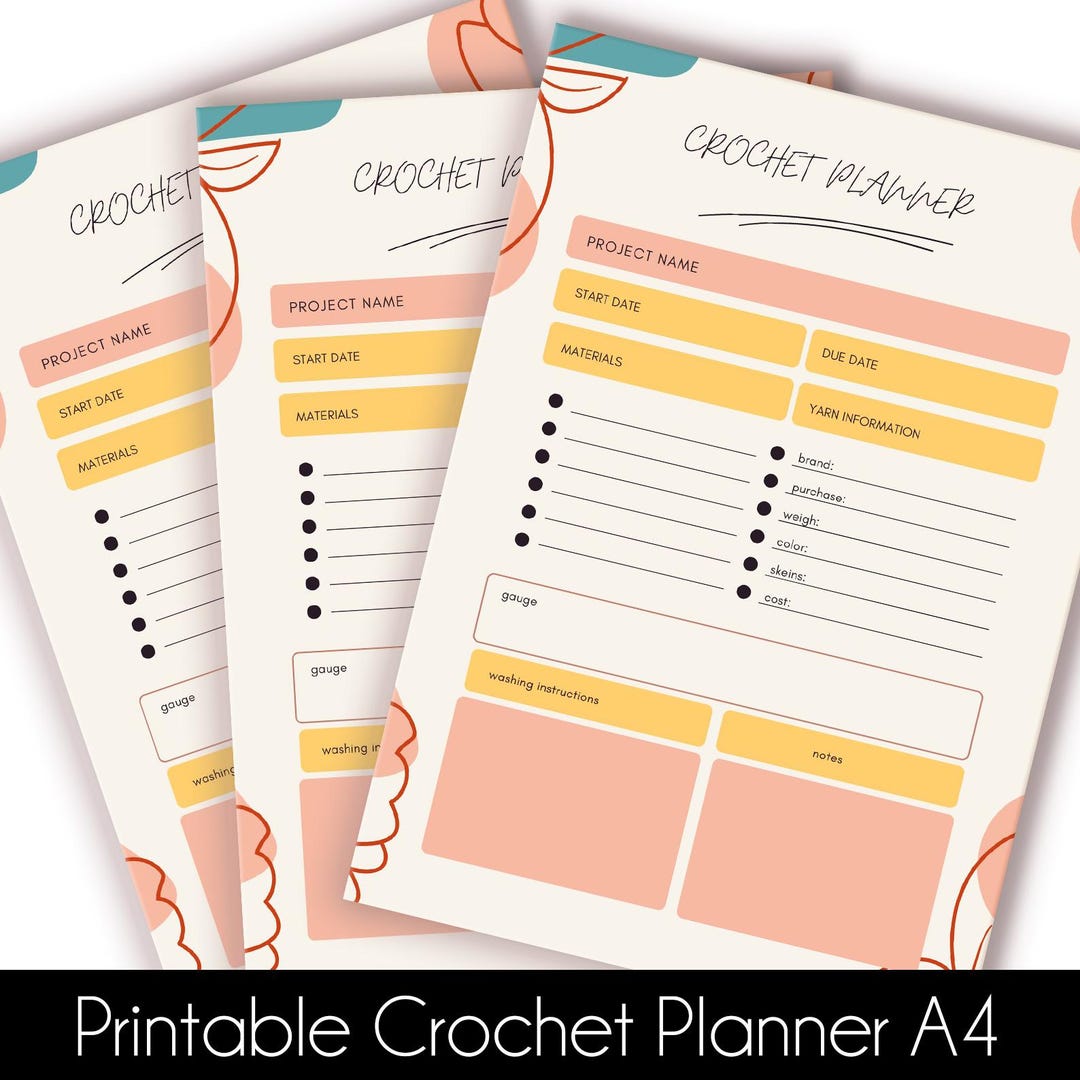 Printable Crochet Planner PDF Printable Crochet Project Journal Digital ...