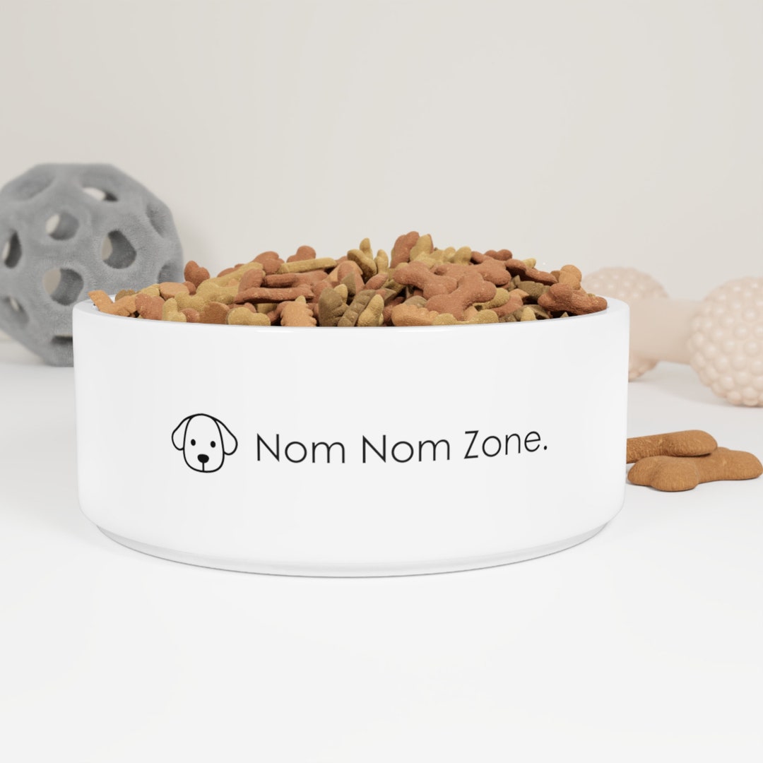 Dog Bowl: Nom Nom Zone Pup White Feeding Food Dish Bowl Dog Gift - Etsy