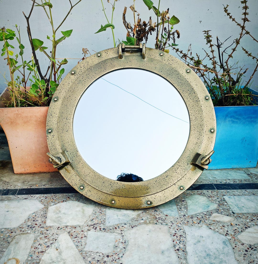 Antique Brass Nautical Porthole Mirror Industrial Art Deco Maritime ...