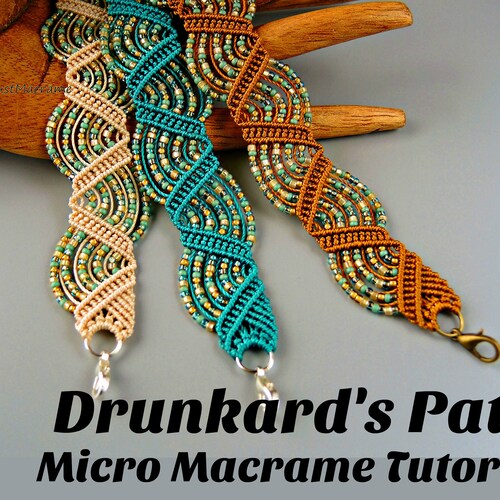 Micro Macrame Tutorial Leaves Bracelet Pattern Beaded - Etsy