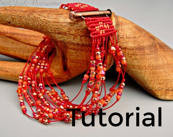 Micro Macrame Tutorial Peacock Bracelet Pattern Beaded | Etsy