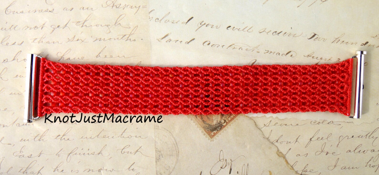 Red Red Red Micro Macrame Cuff Bracelet - Etsy