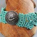 Dragon Macrame Bracelet - Beaded Macrame - Silver and Aqua Macrame ...