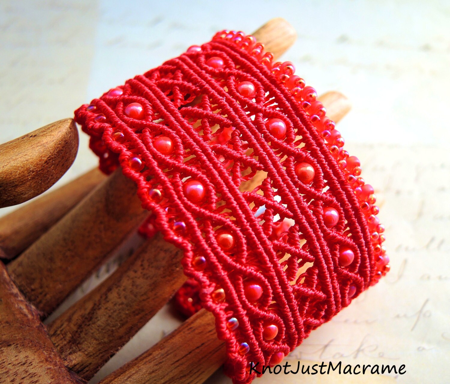 Red argus Micro Macrame Cuff Bracelet Eyes - Etsy