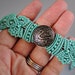 Dragon Macrame Bracelet - Beaded Macrame - Silver and Aqua Macrame ...