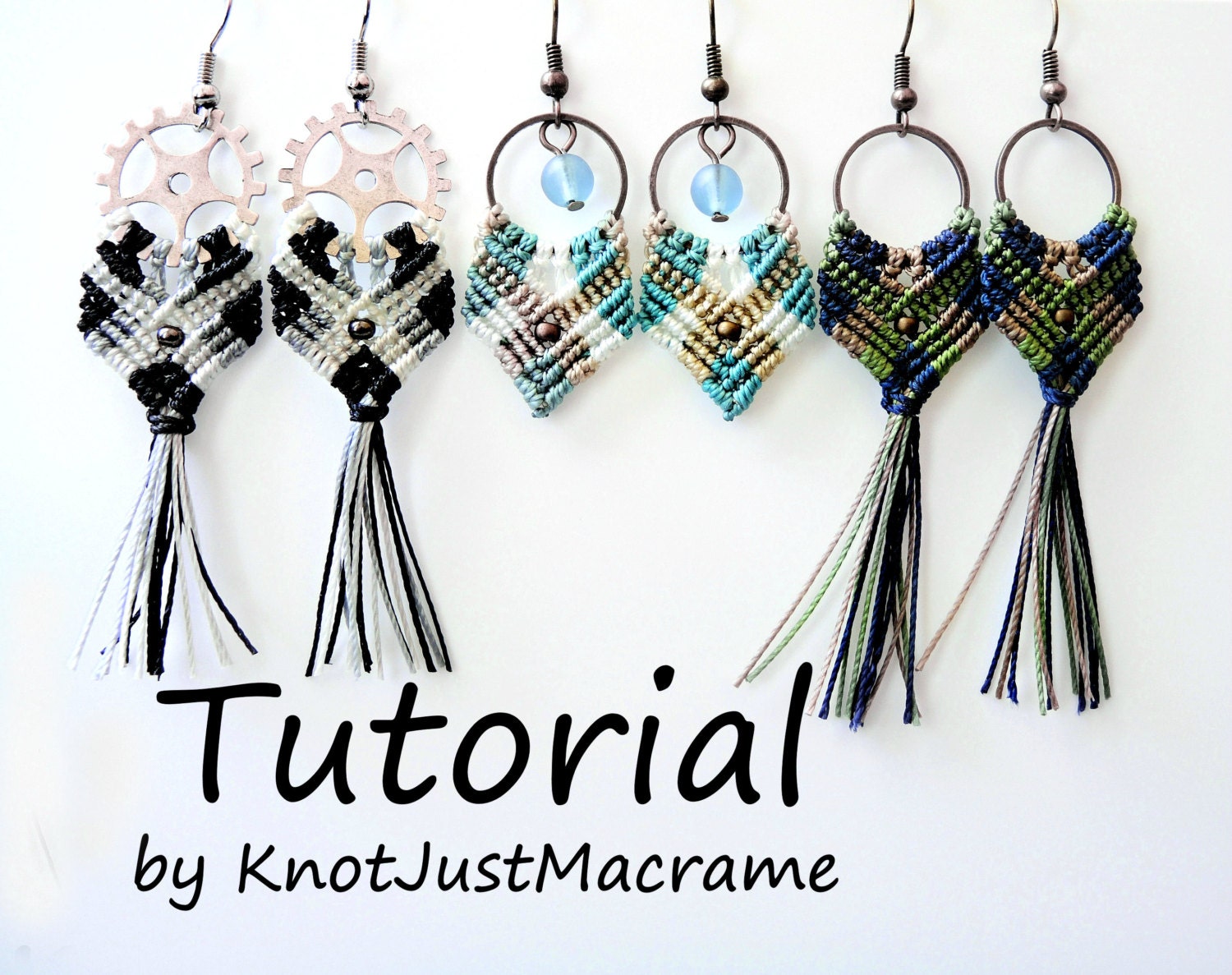 Gypsy Earrings Tutorial DIY Pattern Instructions Micro Macrame - Etsy
