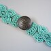 Dragon Macrame Bracelet - Beaded Macrame - Silver and Aqua Macrame ...