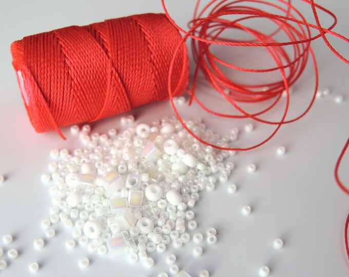 Micro Macrame Bracelet Bead and Cord Kit for Leaves Tutorial DIY Red ...