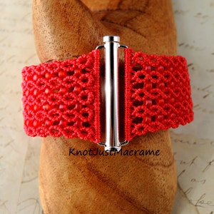 Red, Red, Red Micro Macrame Cuff Bracelet - Etsy