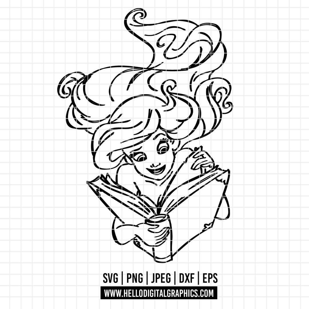 2084 Little Mermaid Line Art SVG, PNG, EPS Disneyy Princess Ariel ...