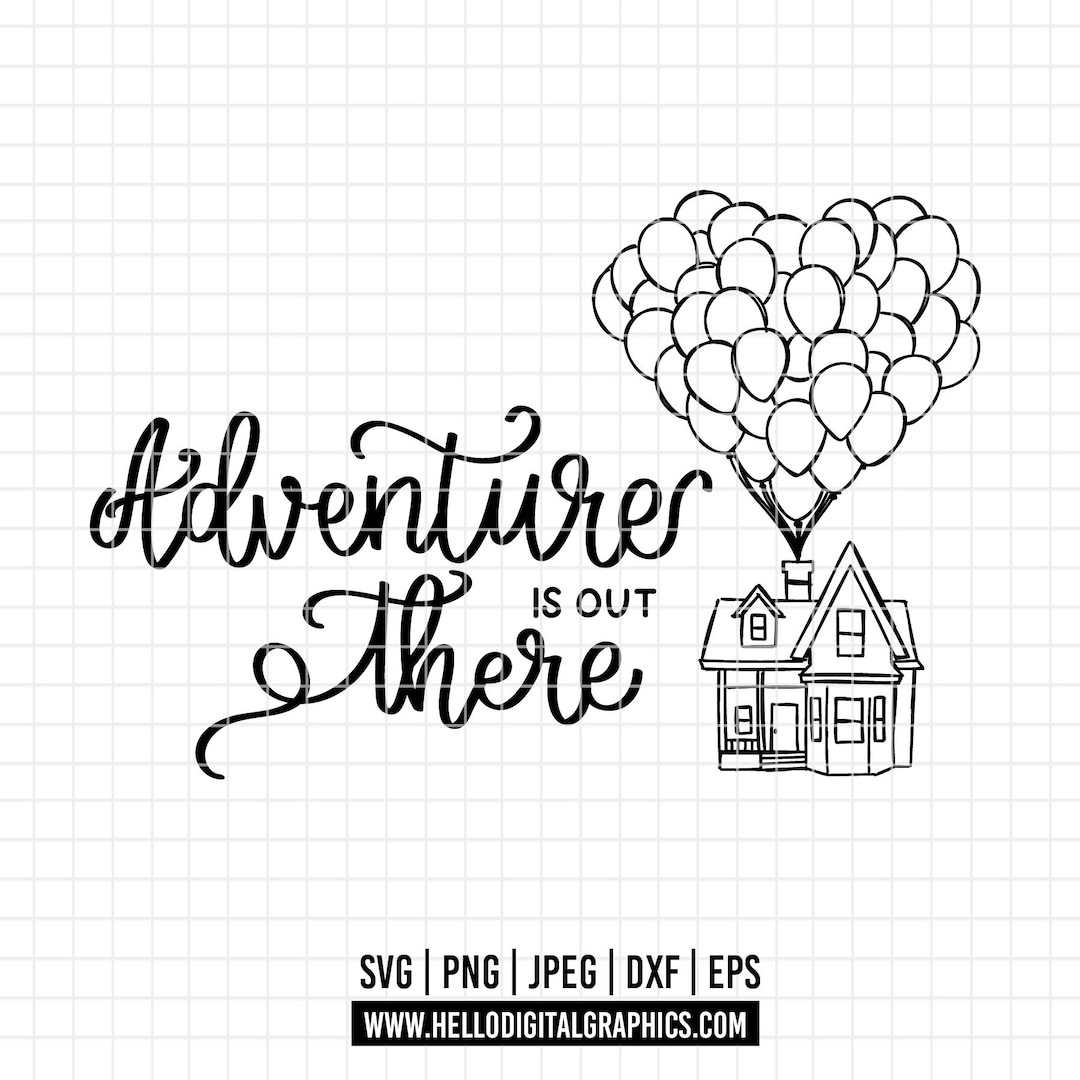 1753 - Up= Adventure is Out There SVG, PNG, EPS - Heart Balloon ...