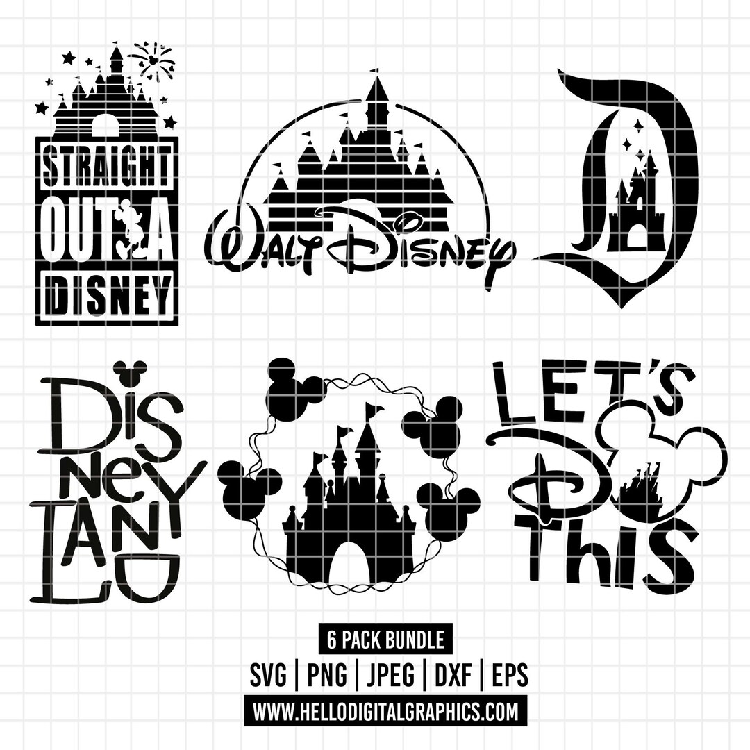 1836 - Magical Disneey Icons Pack Bundle SVG, EPS, PNG - Castle Magic ...