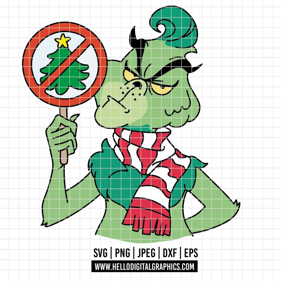 3918 - Grinch SVG, PNG, EPS - Christmas Prohibited Line Art. Disney ...