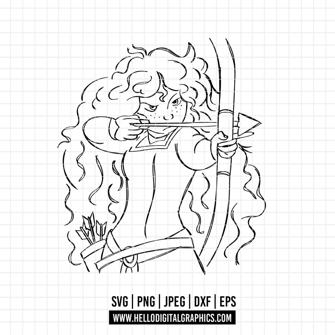 2006 - Princess Merida Outline SVG, PNG, EPS - Disneyy Princess Merida ...