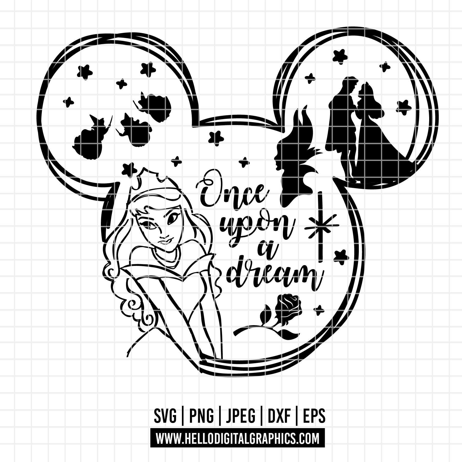 2283 - Princess Aurora Phrase Outline SVG, PNG, EPS - Mouse Head ...