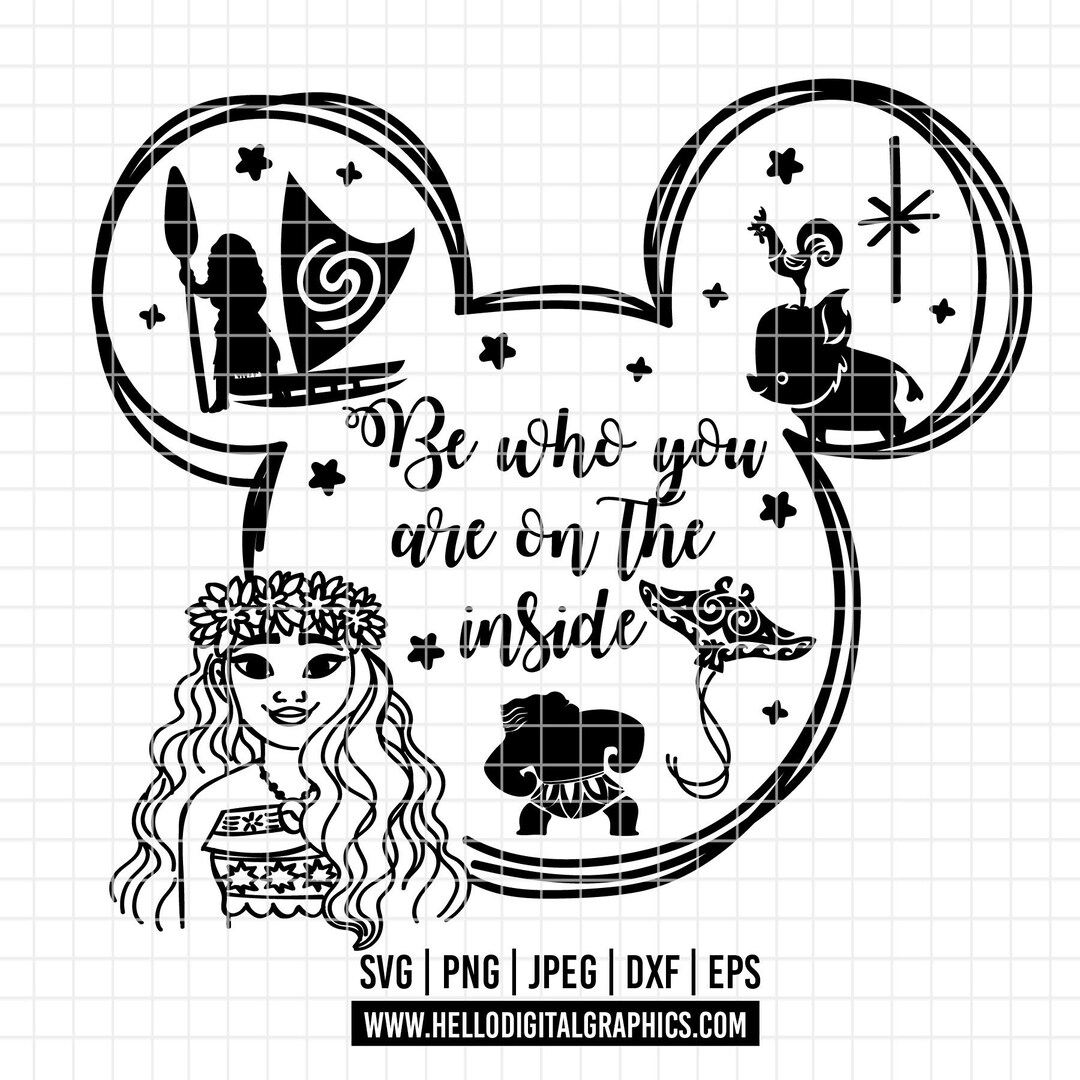 2292 - Moana Parase Outline SVG, PNG, EPS - Disneyy Mouse Head Moana ...