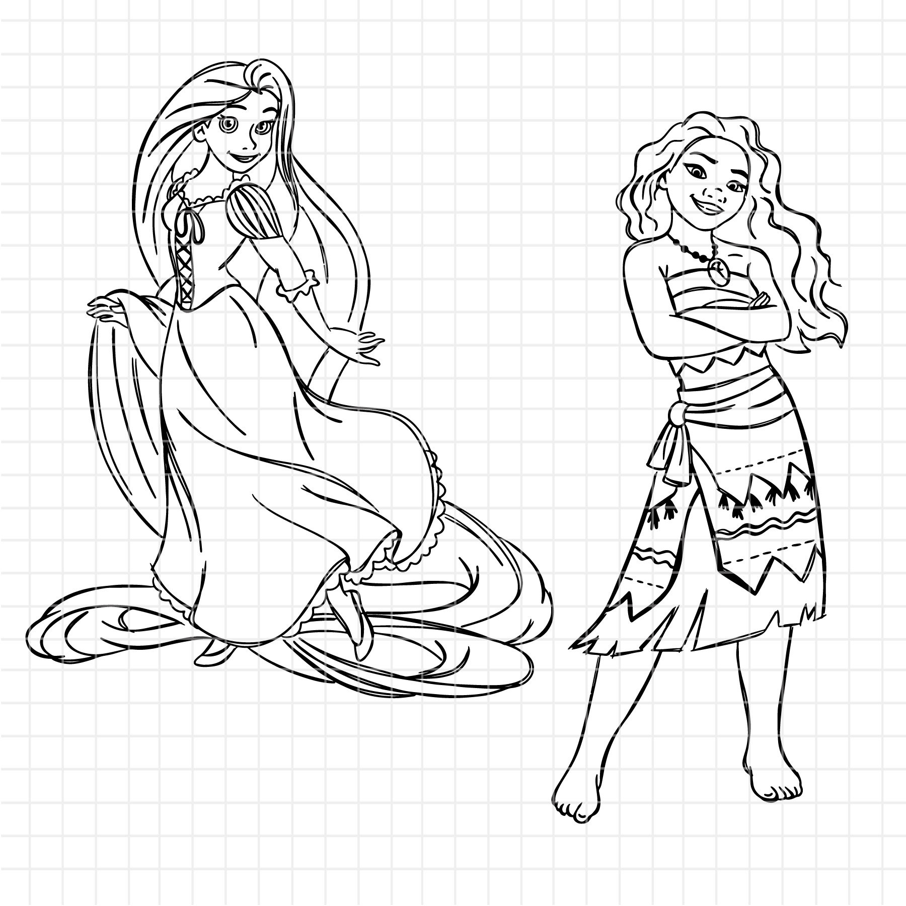 1673 - Classic Disneey Princess Sketch Pack Bundle SVG, PNG, EPS ...