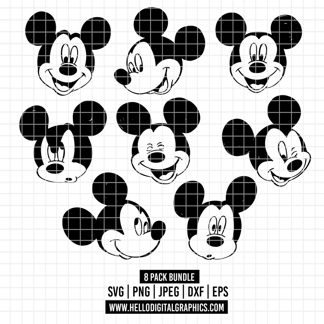 2074 - Different Faces of Miickey Mouse Pack Bundle SVG, EPS, PNG ...