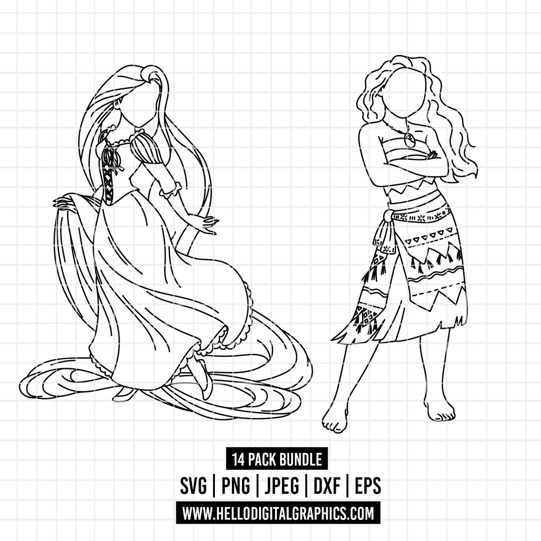 1656 Disneey Princess Outline SVG, PNG, EPS Disneeyy Princess Outline ...