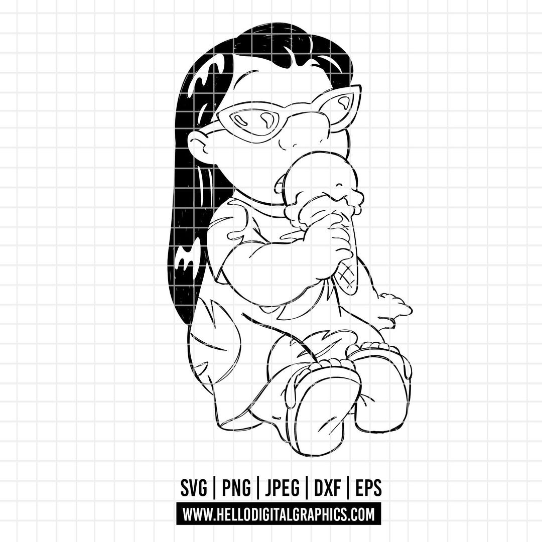2010 - Lilo Eating Ice Cream SVG, EPS, PNG - Lilo Iconic Scenes Clipart ...