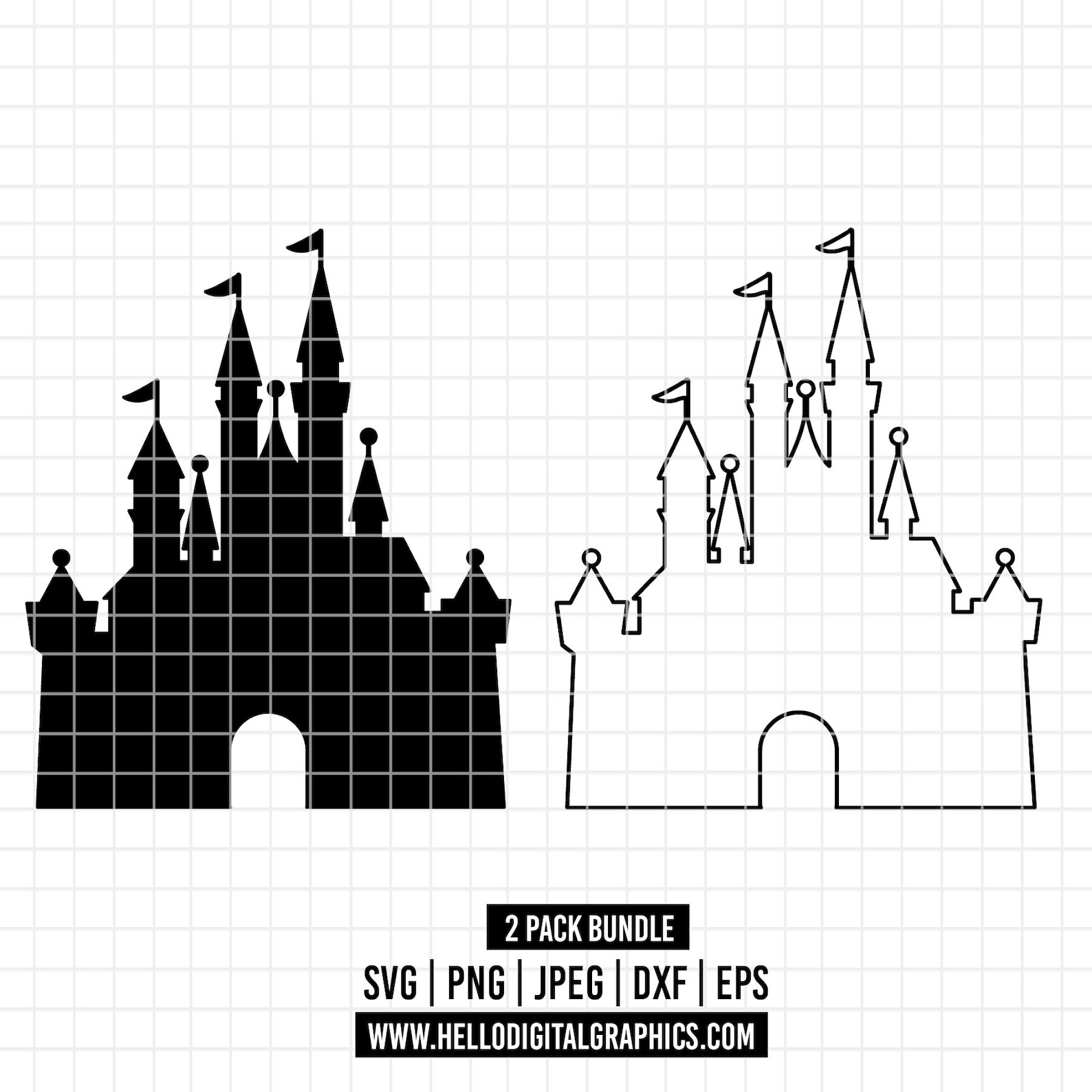 1717 - Dissney Castle Magic Kingdom Pack Bundle SVG, EPS, PNG- Disney ...