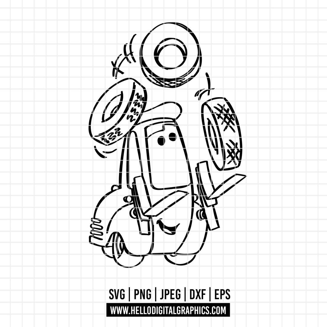 2068 Guido Cars Line Art SVG, PNG, EPS Cars Movie, Guido Clipart Vector ...