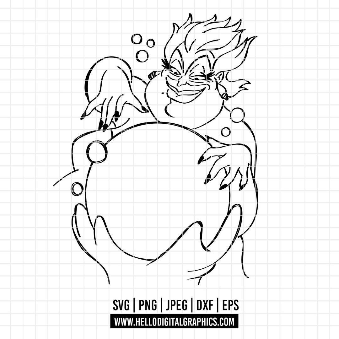 2014 - Úrsula Dtf Line Art SVG, PNG, EPS - Disneyy Little Mermaid ...