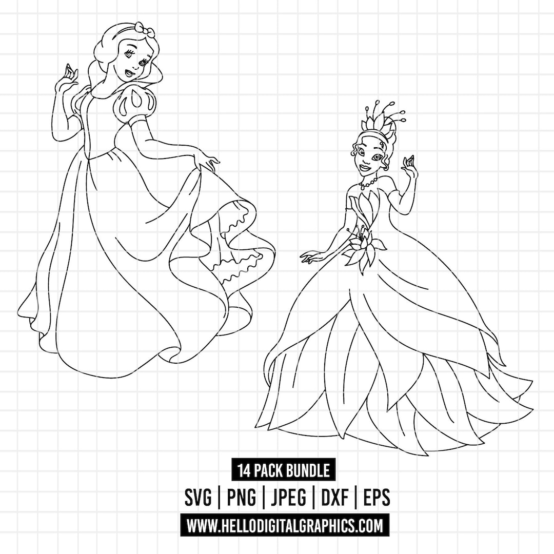 1655 - Disneey Princess Outline Pack Bundle SVG, EPS, PNG -disneey ...