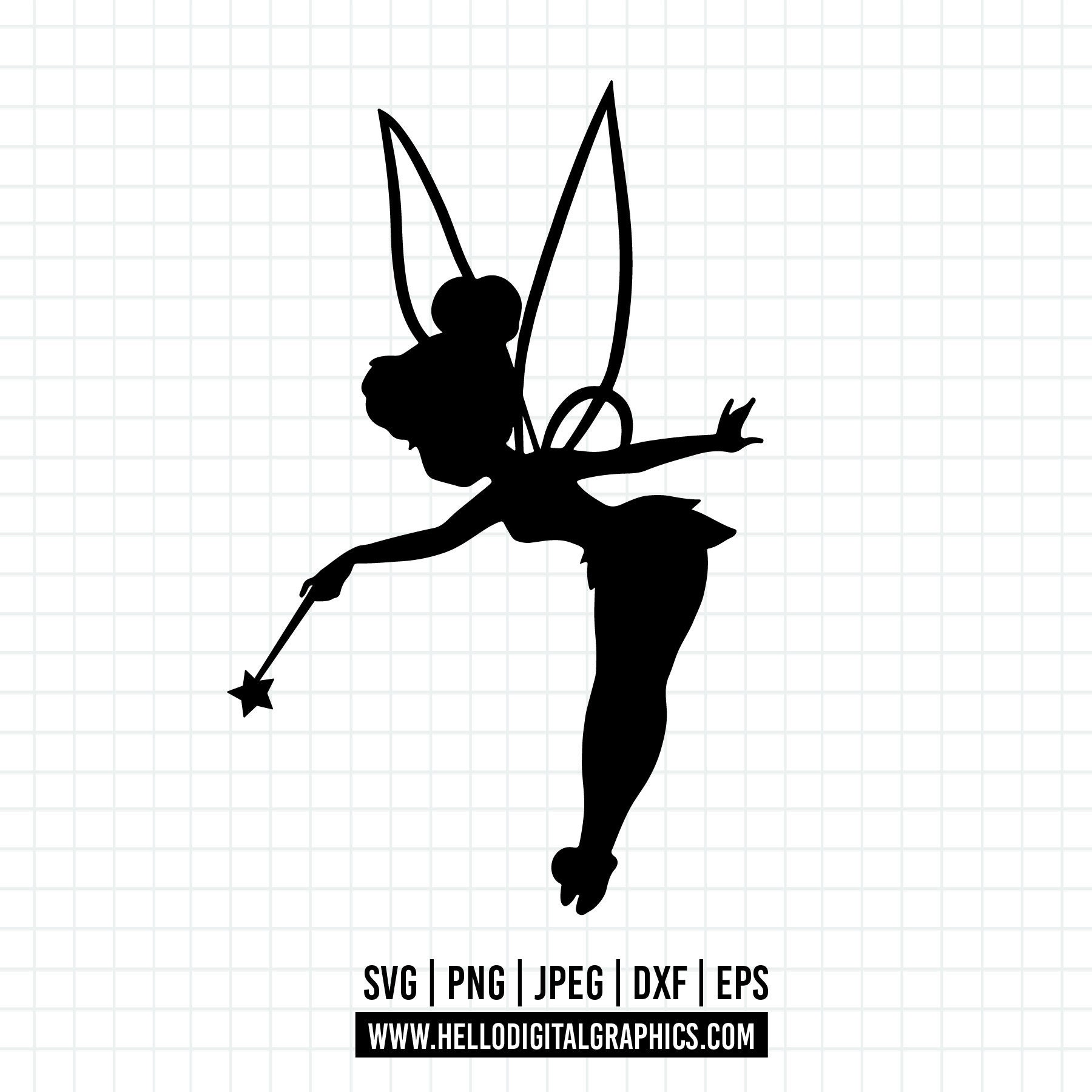 1715 Little Tinkerbell SVG, EPS, PNG Magic Tinkerbell Outline Clipart ...