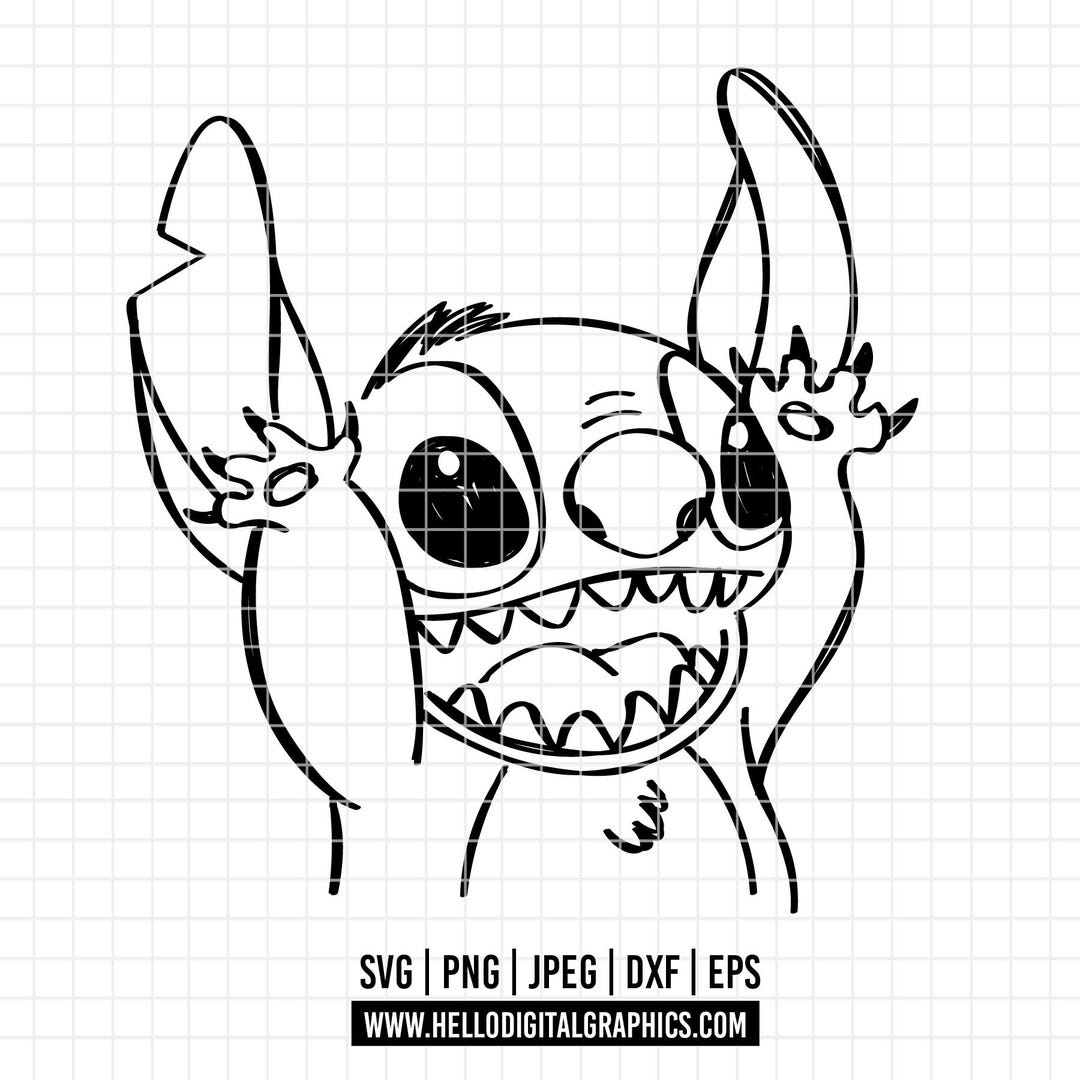2661 - Disneey Stitch Line Art SVG, EPS, PNG - Lilo Y Stitch Clipart ...