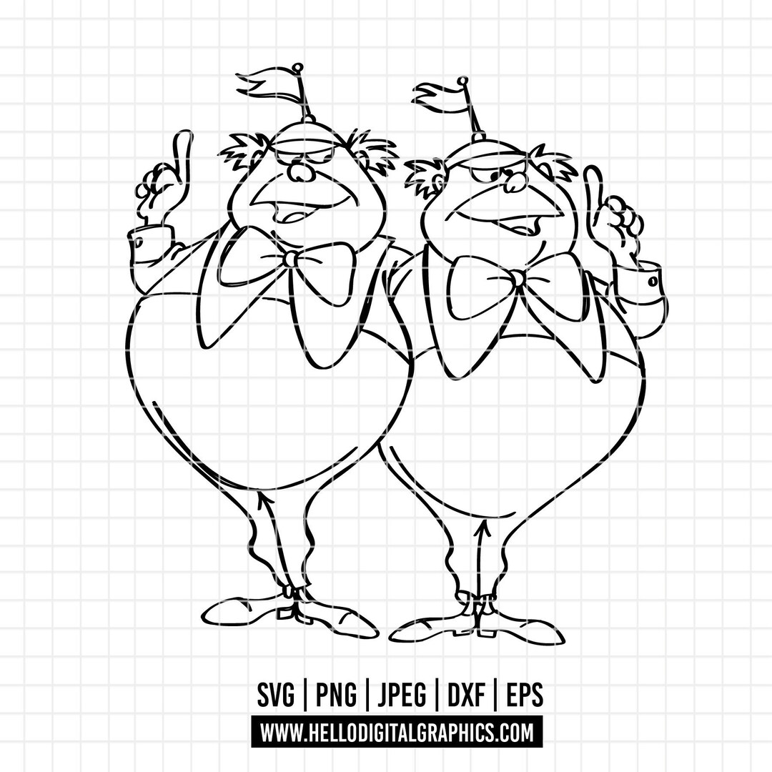 3256 - Tweedledum and Tweedledee SVG, EPS, PNG - Alicee in Wonderland ...