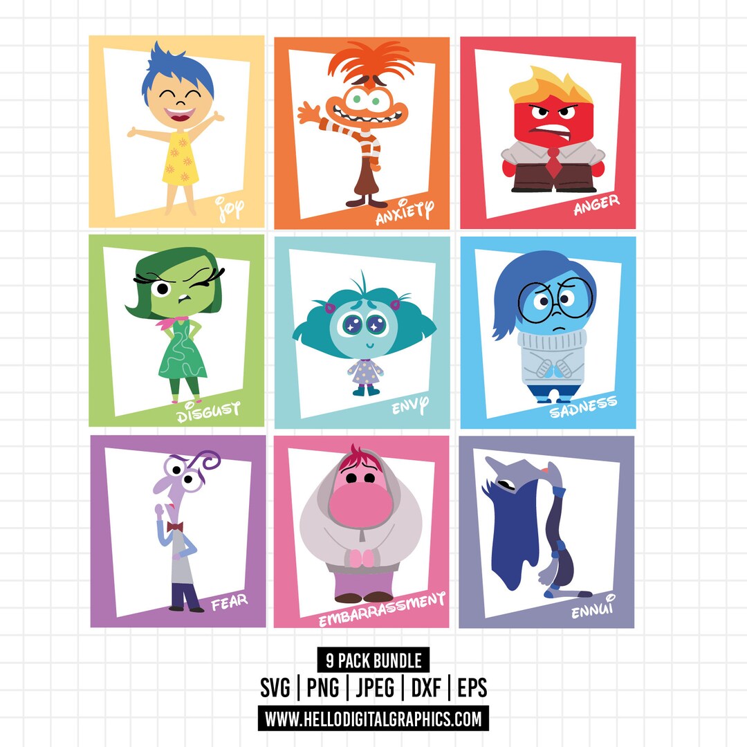 1539 - Emotions of Inside Out 2 Pack Bundle SVG, EPS, PNG - Disneey ...