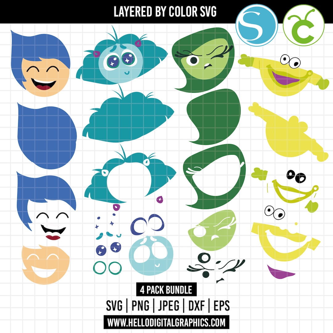 1645 Layered Svg Inside Out 2 Svg Inside Out Clipart Joy Svg Disgust Svg Envy Svg Bloofy 