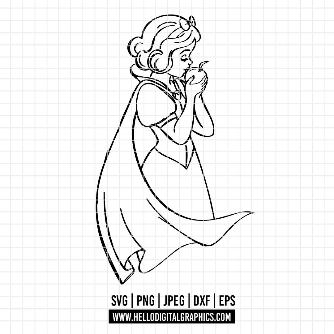 2570 - Princess Snow White Outline SVG, PNG, EPS - Disneyy Snow White ...