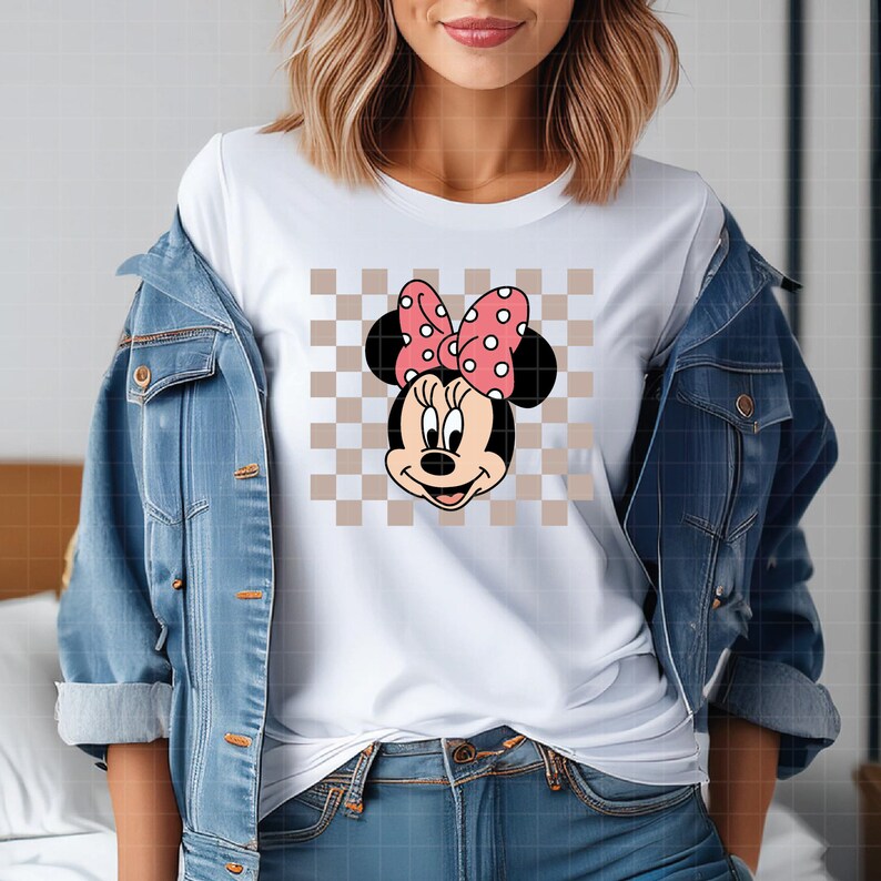 1593 - Minnie Checkered Background SVG, EPS, PNG - Disneyy Characters ...