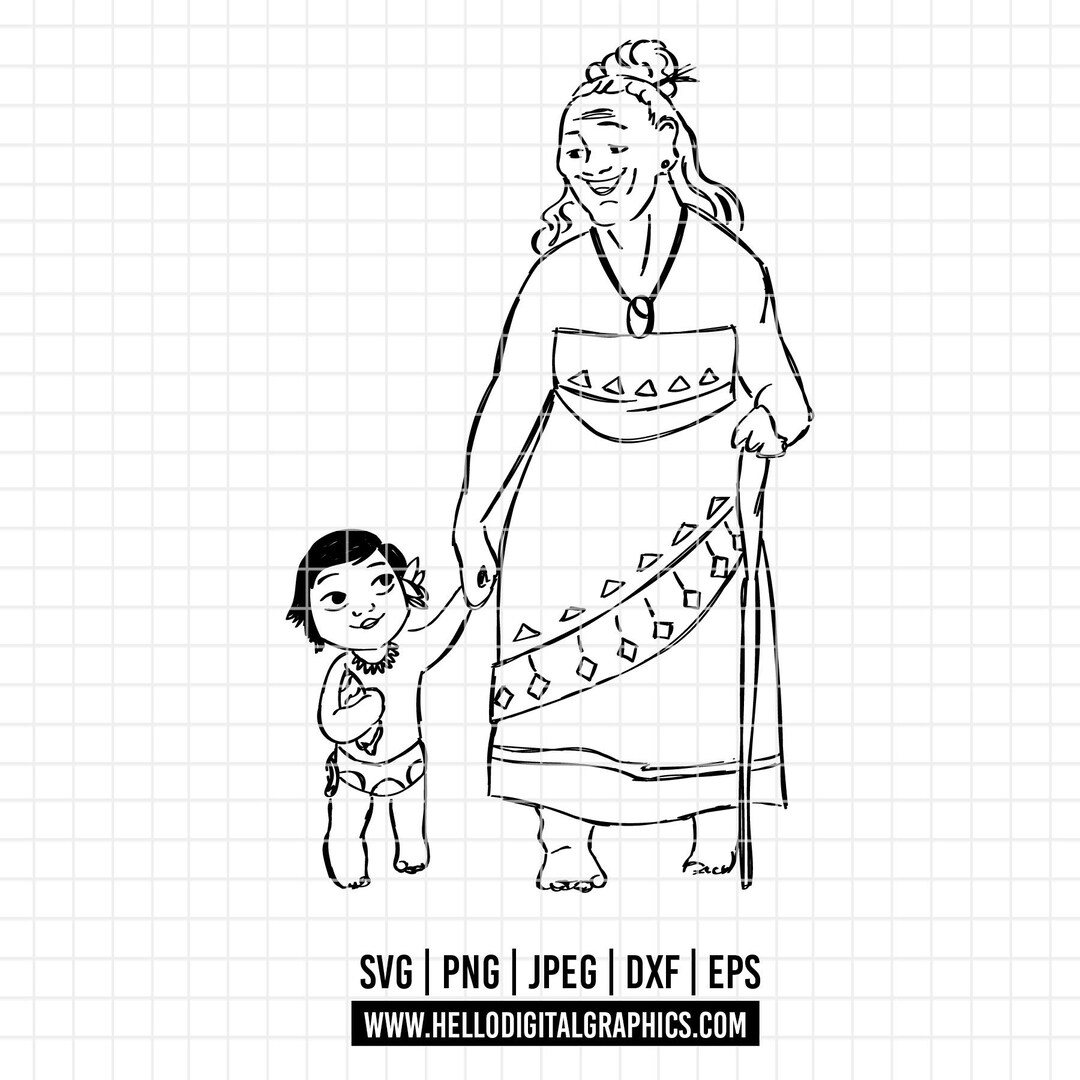 1884 - Little Moana and Tala Her Grandmother SVG,PNG,DTF- Disneyy ...