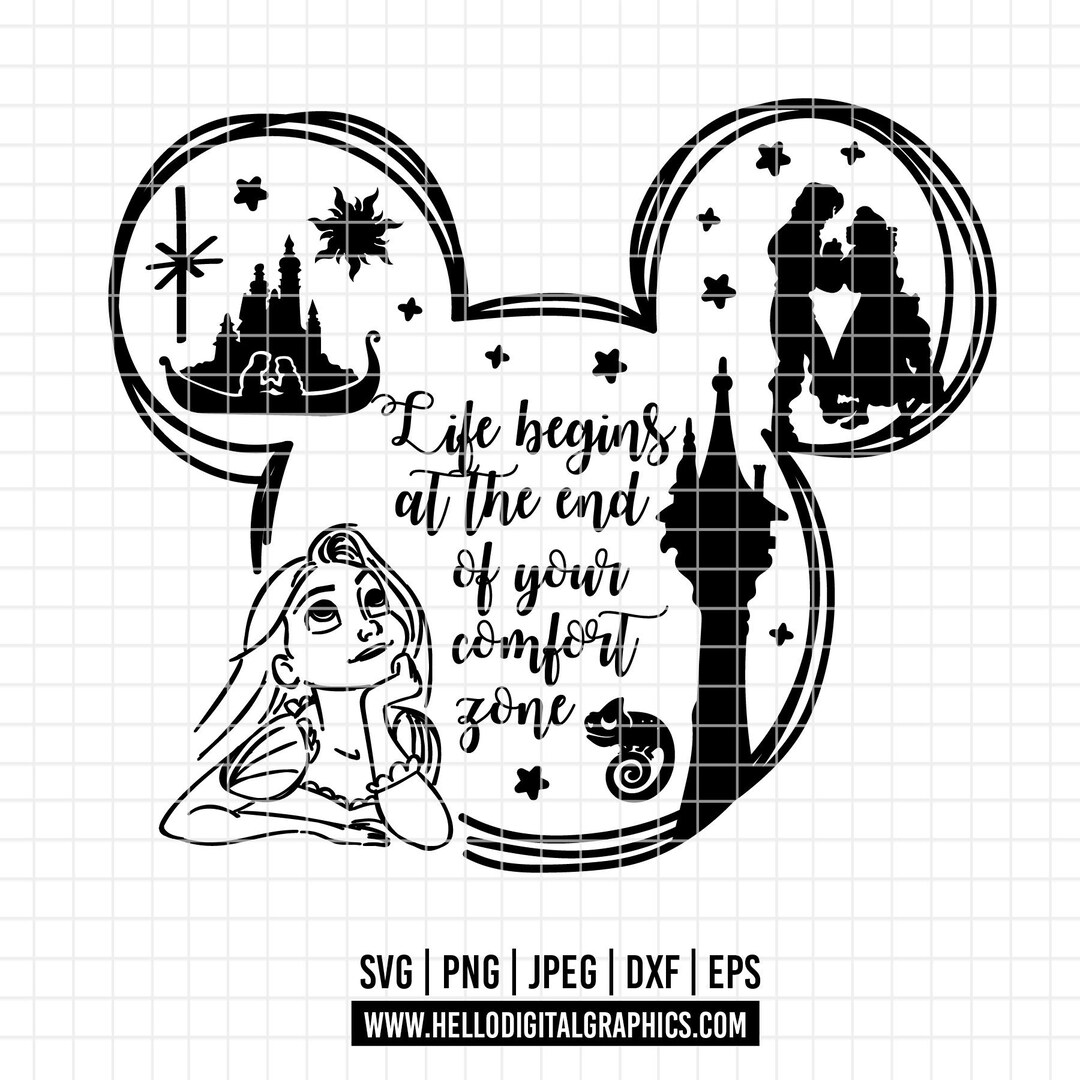 2290 - Rapunzel Phrase Outline SVG, PNG, EPS- Disneyy Mouse Head ...