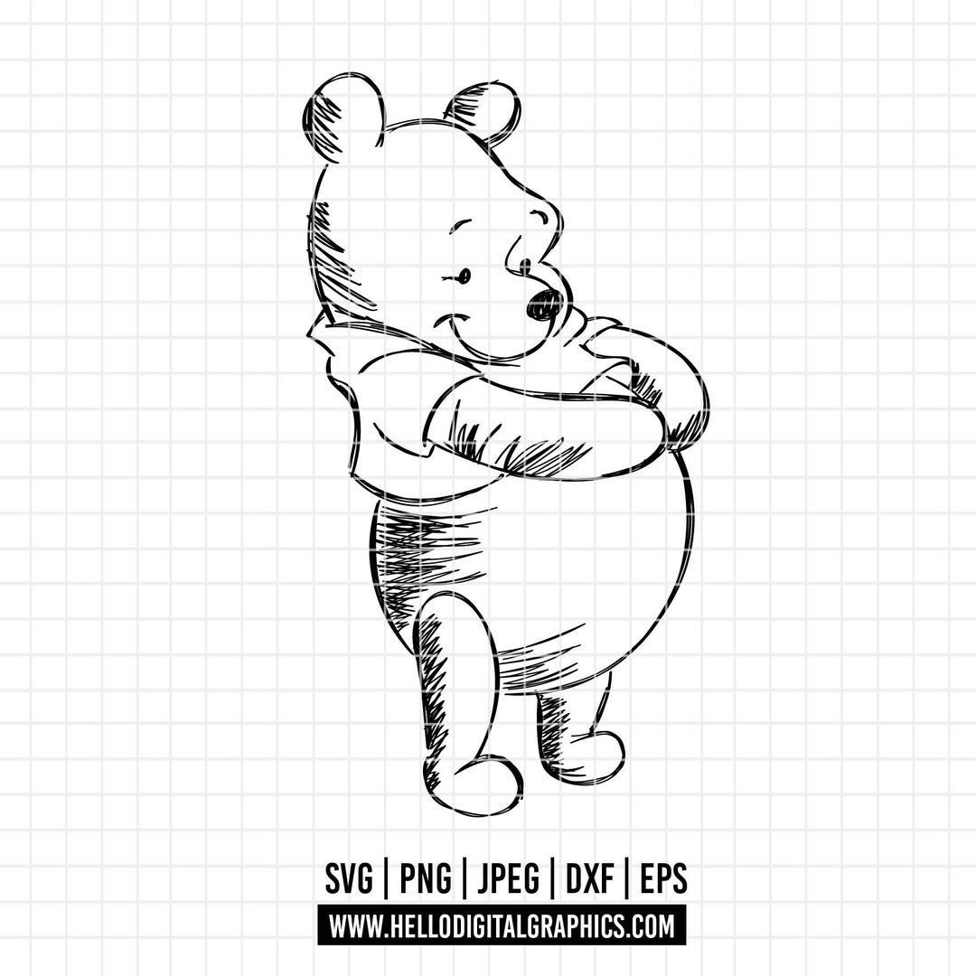 1987 - Winnie the Pooh SVG, PNG, EPS - Winnie the Pooh Line Art ...