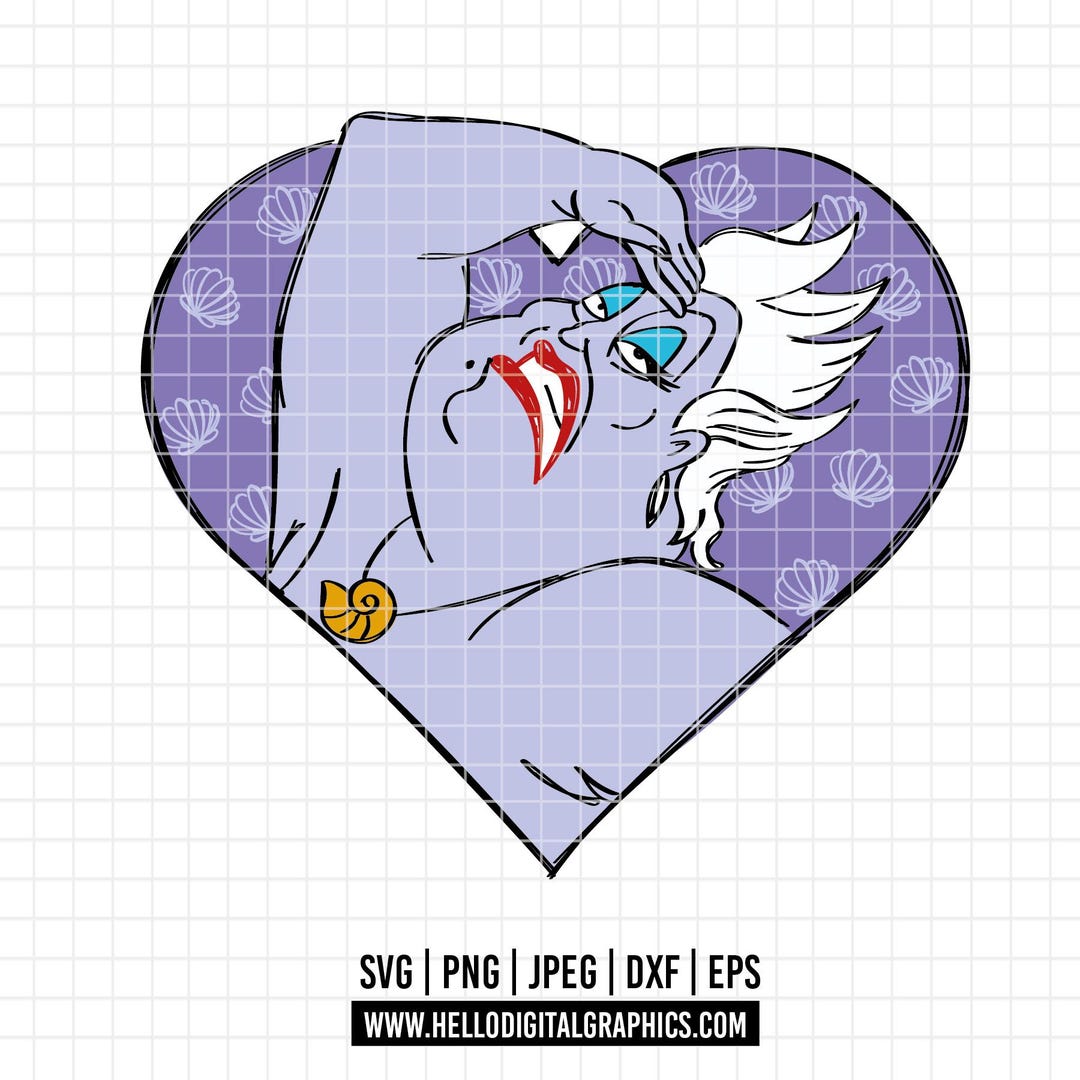2555 - Ursula Dtf Line Art SVG, PNG, EPS - Disneey Little Mermaid ...